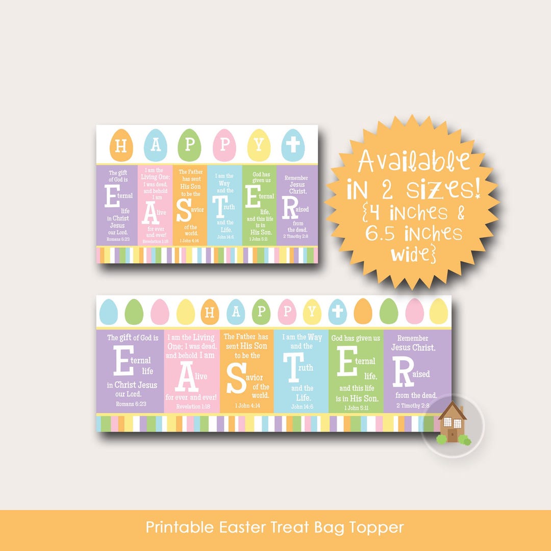 Easter Scripture Printable Treat Bag Topper | Happy Easter Goody Bag ...