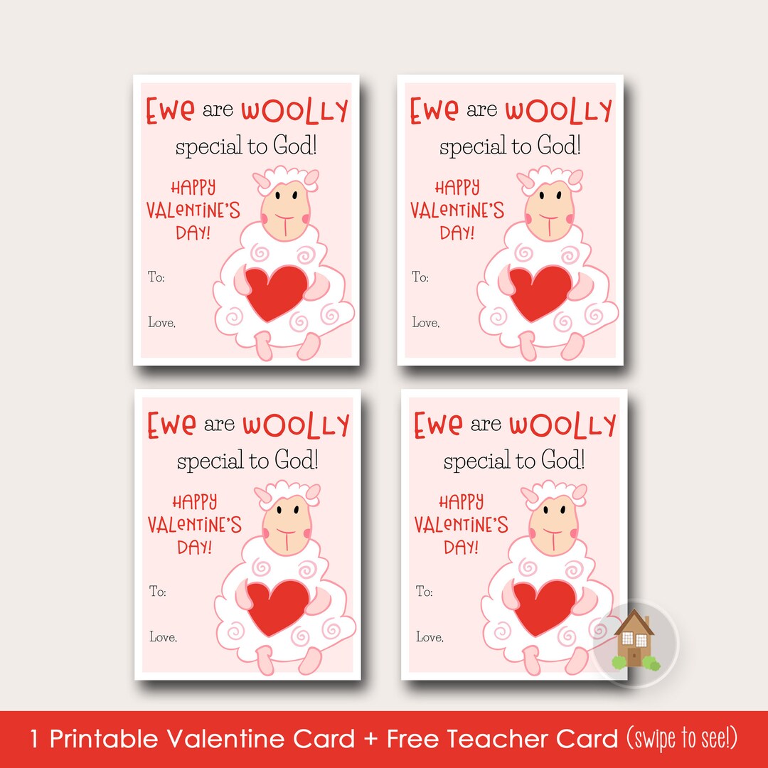 Sheep, Lamb Valentine Cards, Ewe Are Woolly Special to God Kids ...