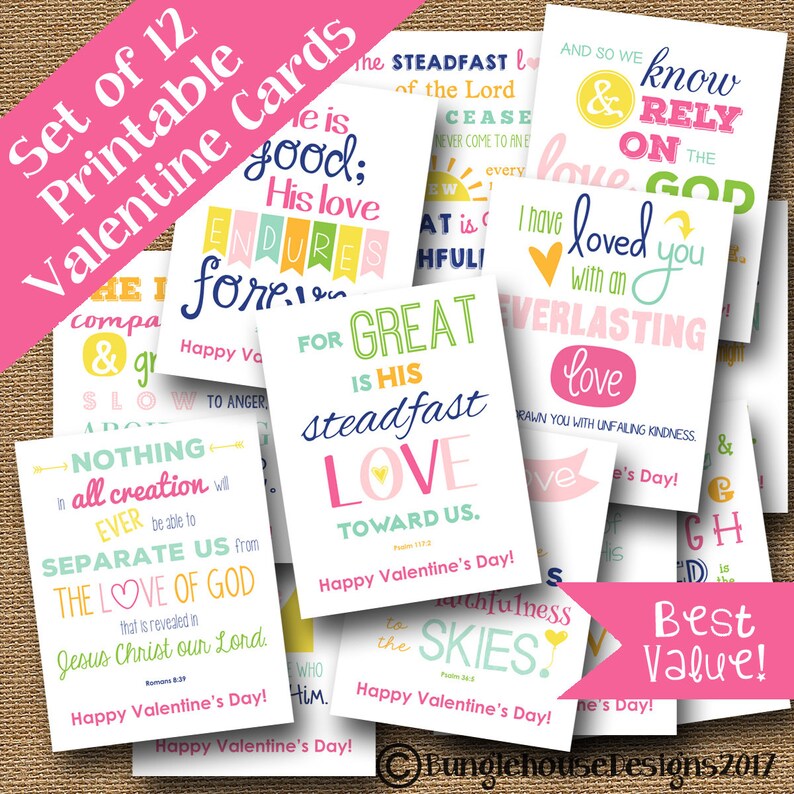 Set of 12 Scripture Valentines | Christian Valentines Bundle | Love of ...