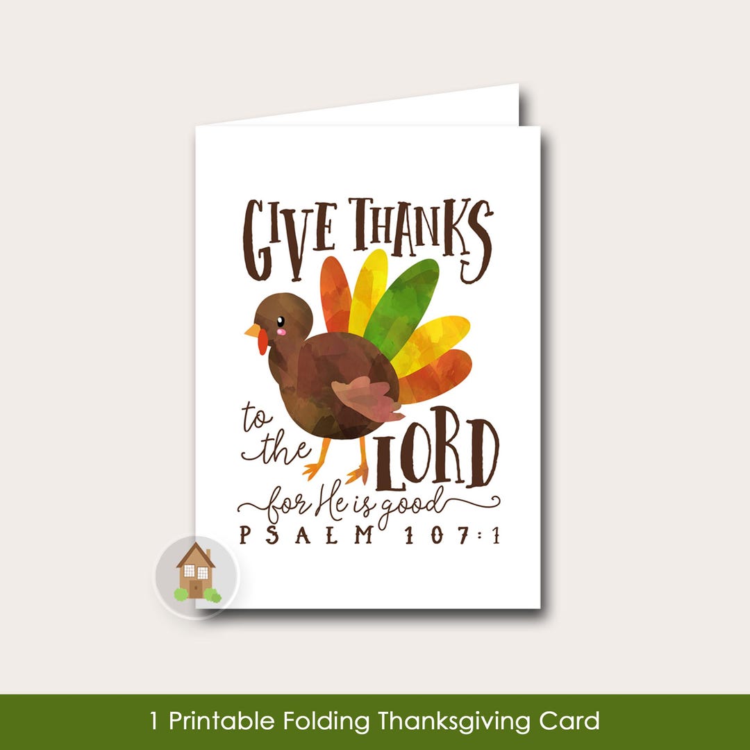 Thanksgiving Greeting Card | Printable Give Thanks Scripture Card ...