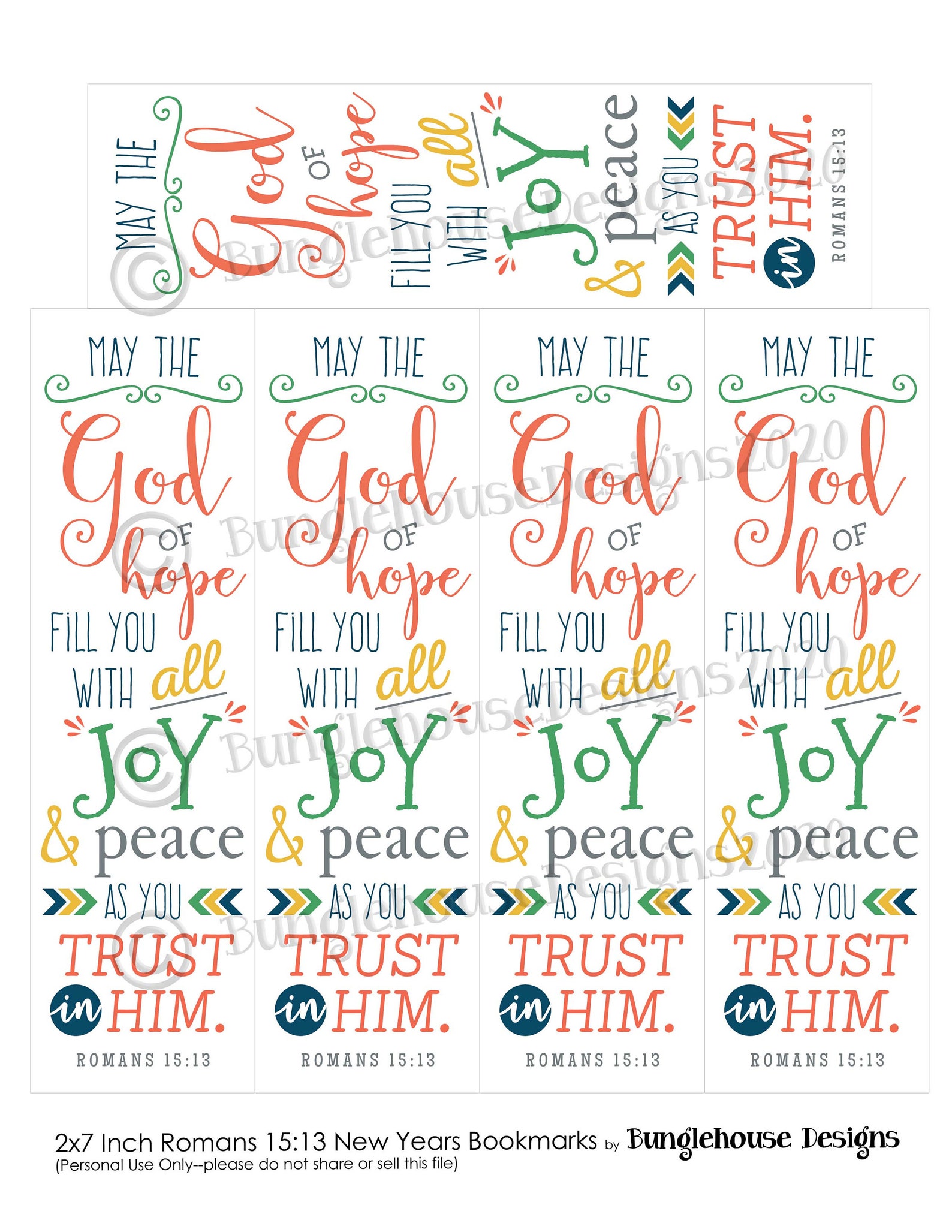 Romans 15:13 Printable Bookmark Happy New Year Scripture - Etsy