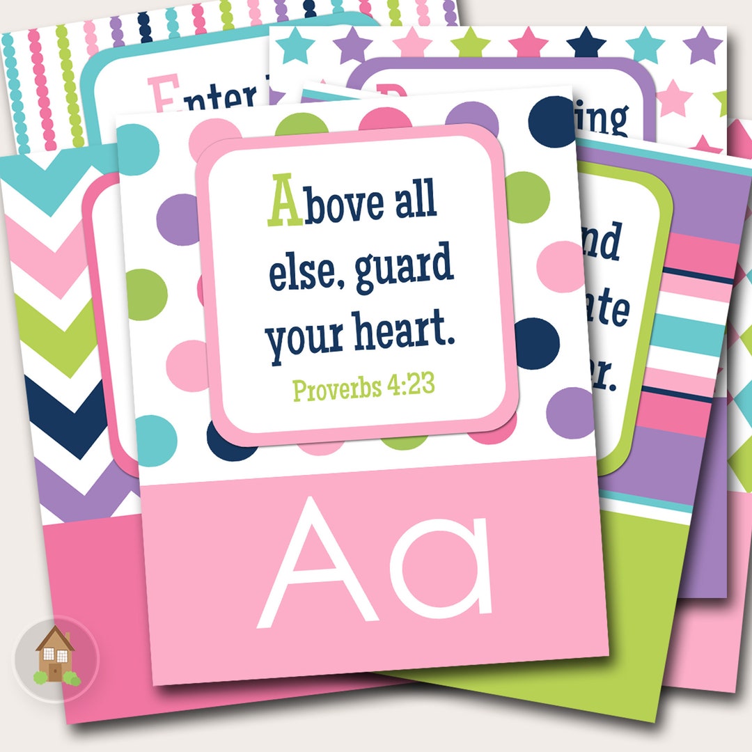 ABC Scriptures for Girls Children's Alphabet Scripture Wall Alphabet ...