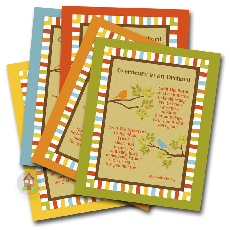 Overheard in an Orchard | 8x10 Printable Poem | Said the Robin to the ...
