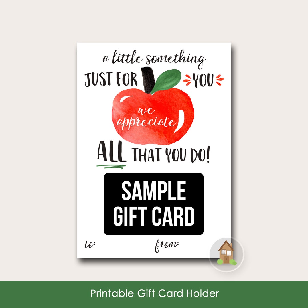 Teacher Appreciation Printable | Year End Teacher Gift Card Holder ...