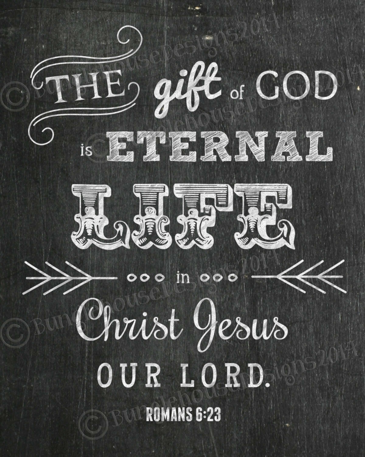 Romans 6:23 Printable Wall Art | Digital Chalkboard Print for Gallery ...