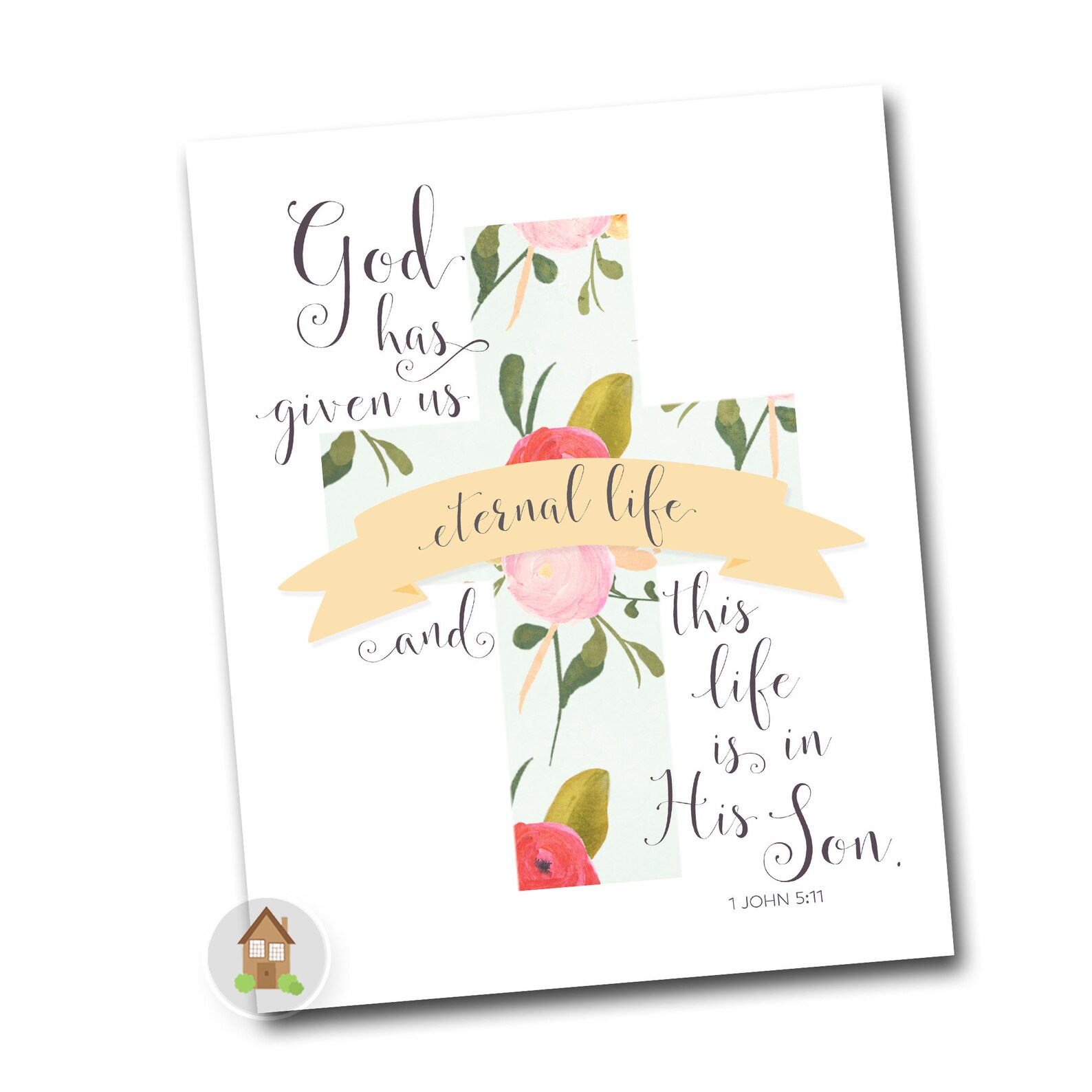 Easter Cross Scripture Printable | Christian Resurrection Wall Art ...