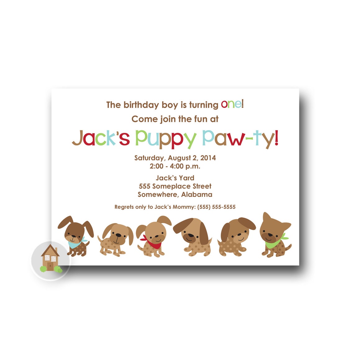 Puppy Birthday Invitation Puppy Party Invite Cute Puppy - Etsy