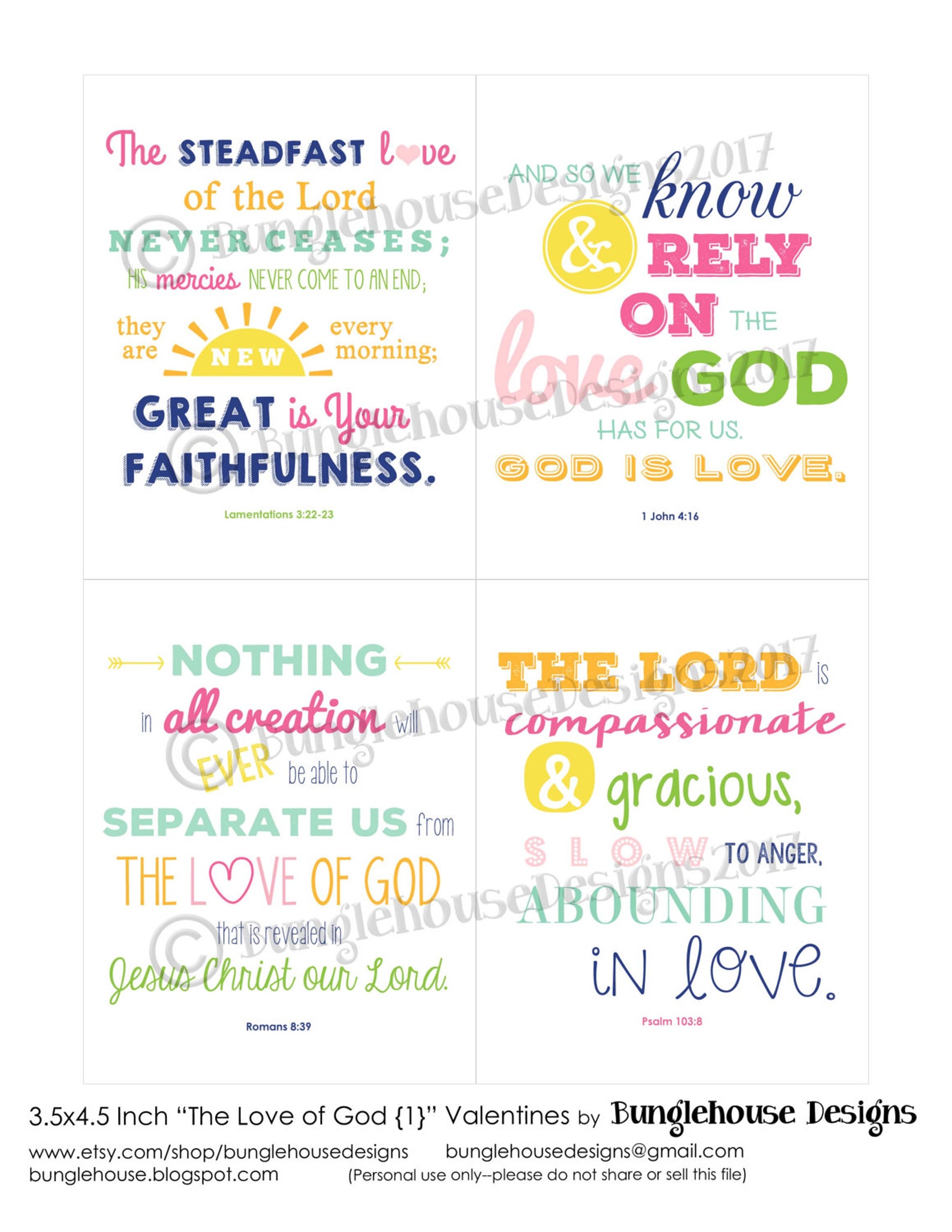 Set of 12 Scripture Valentines | Christian Valentines Bundle | Love of ...