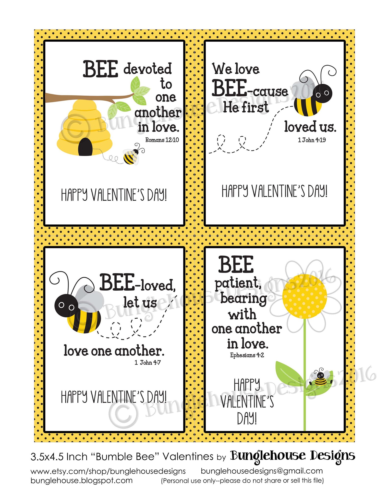 Bumble Bee Valentines Christian Scripture Bible Verse - Etsy