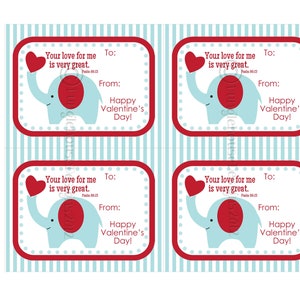 Elephant Valentine Classroom Valentine for Kids Christian, Scripture ...