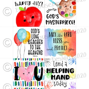 Cute Christian Lunchbox Notes for Kids, Watercolor Lunch Notes With ...