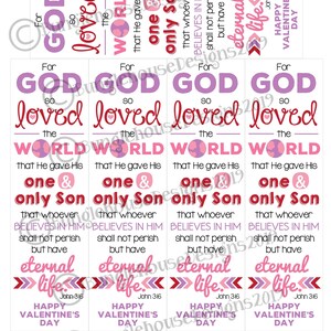 John 3:16 Printable Valentines Bookmark Valentine's Day - Etsy
