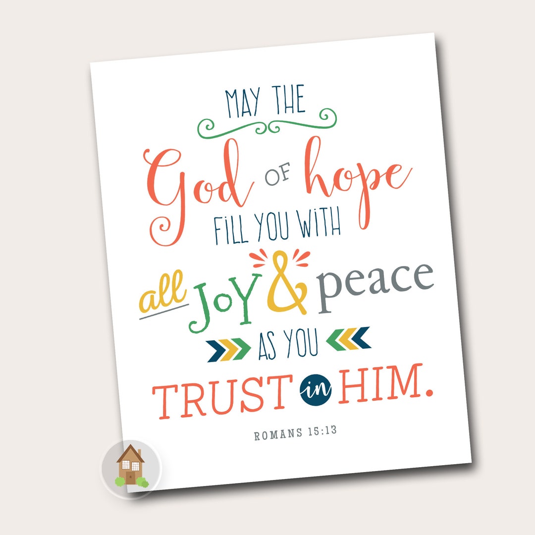 Printable Scripture Bible Verse Wall Art God of Hope, Romans 15:13 ...