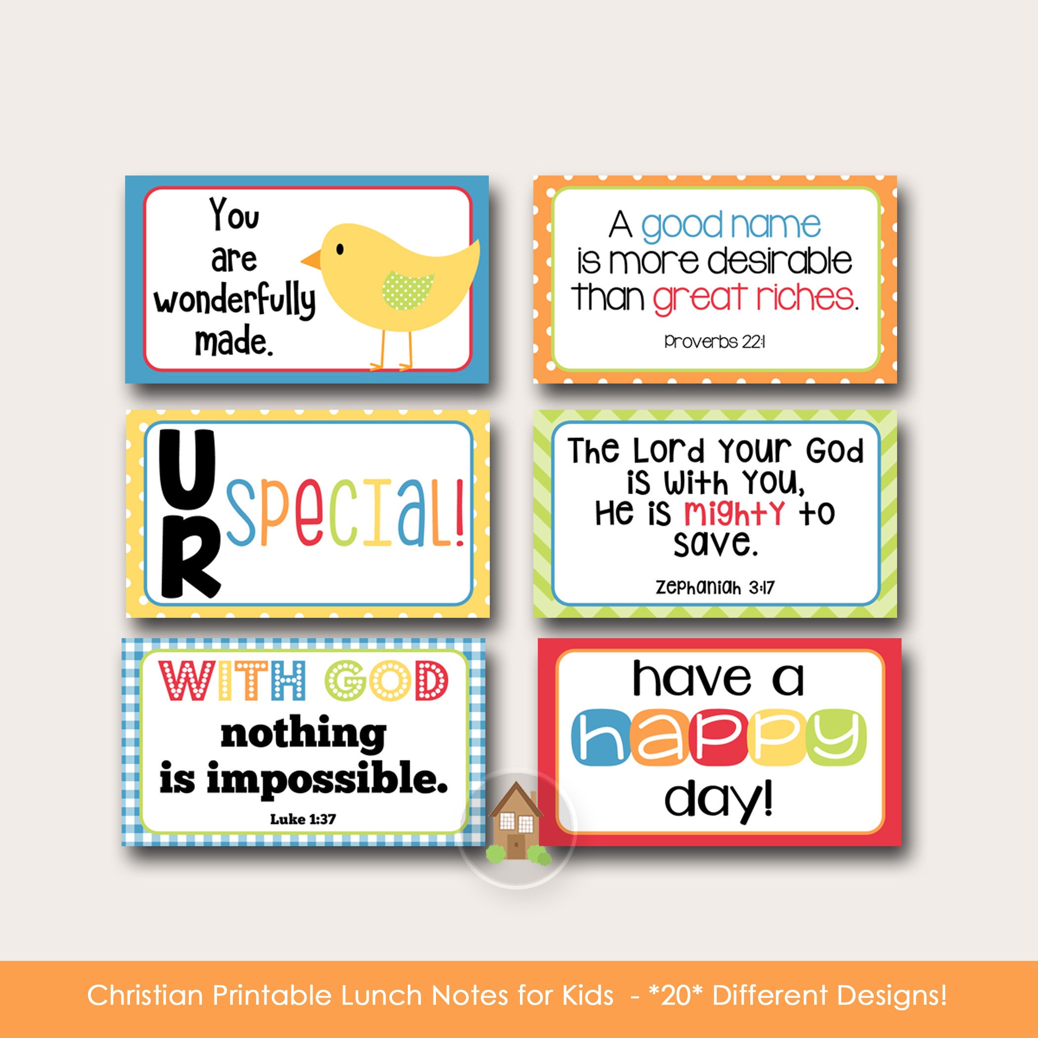 Lunch Box Notes for Kids | Bible Verse Lunchbox Notes | Happy Lunch ...