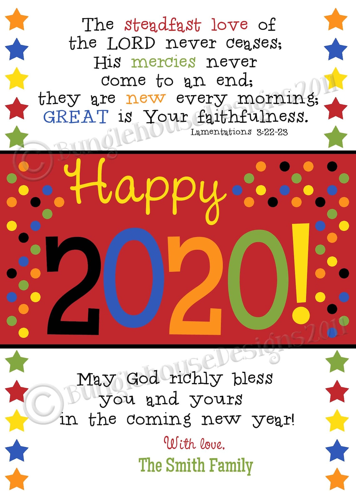 Christian New Years Card Scripture Verse Happy New Year | Etsy