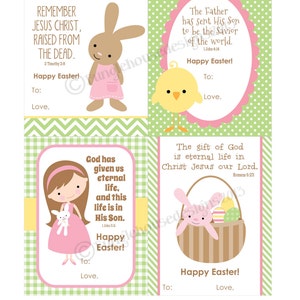 Set of 4 Printable Children's Easter Cards Religious, Scripture, Bible ...