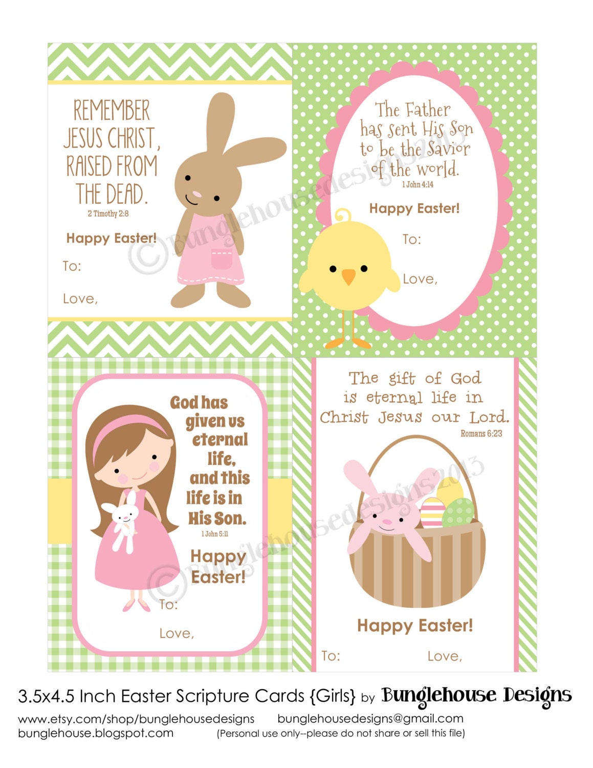 Set of 4 Printable Children's Easter Cards Religious - Etsy