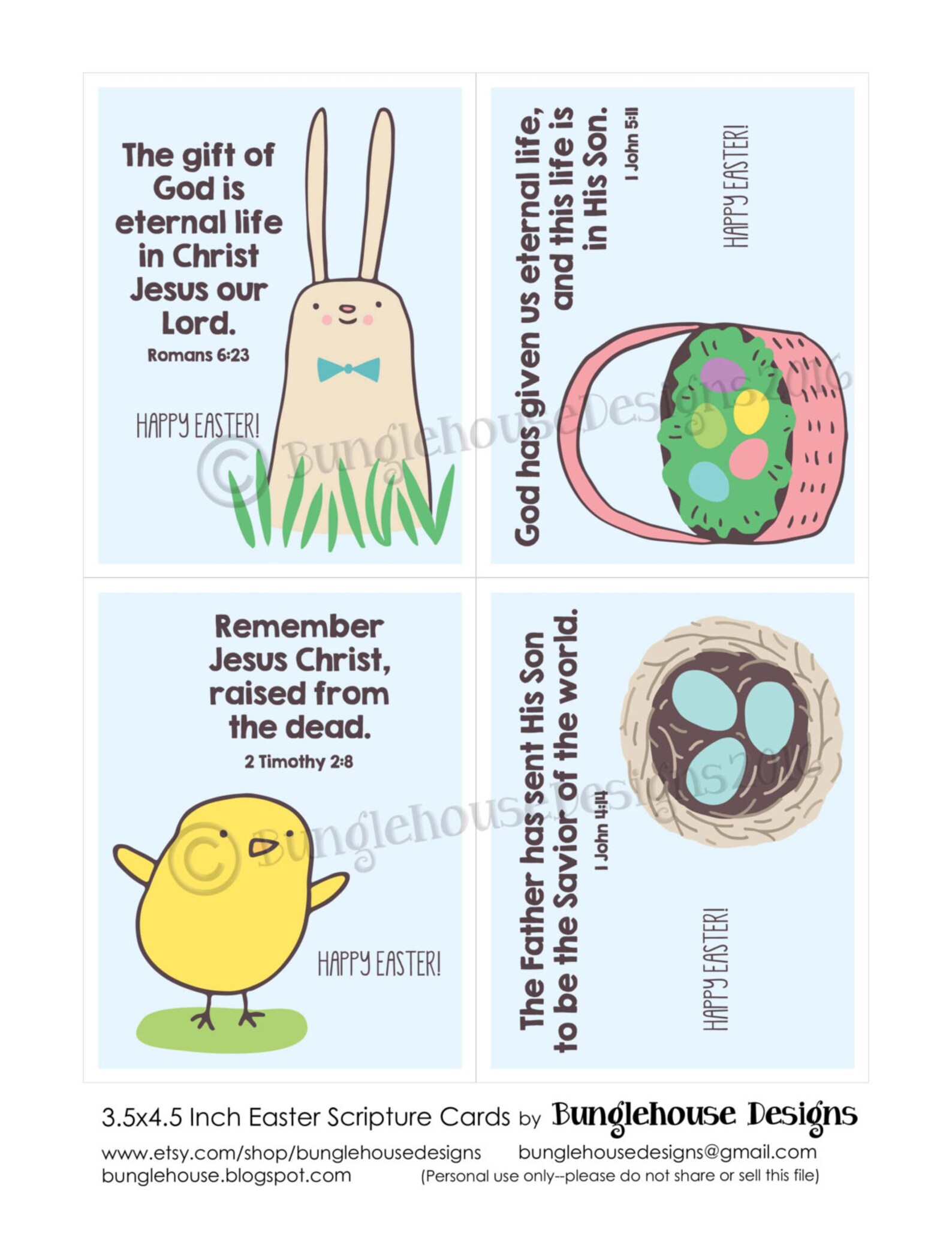 Cute Easter Scripture Cards for Kids Printable Easter Cards - Etsy