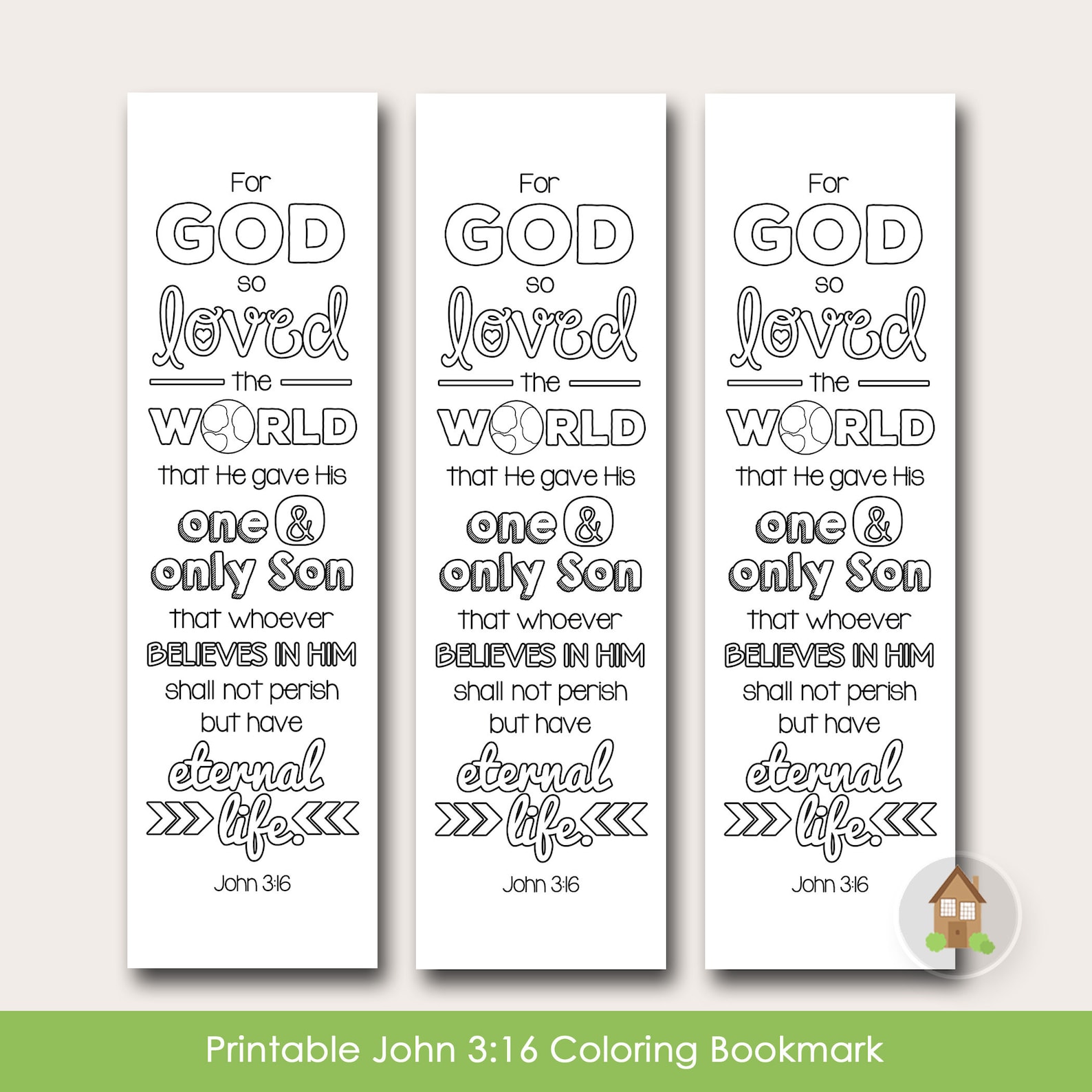 John 3:16 Printable Coloring Bookmark | Coloring Project for Sunday ...