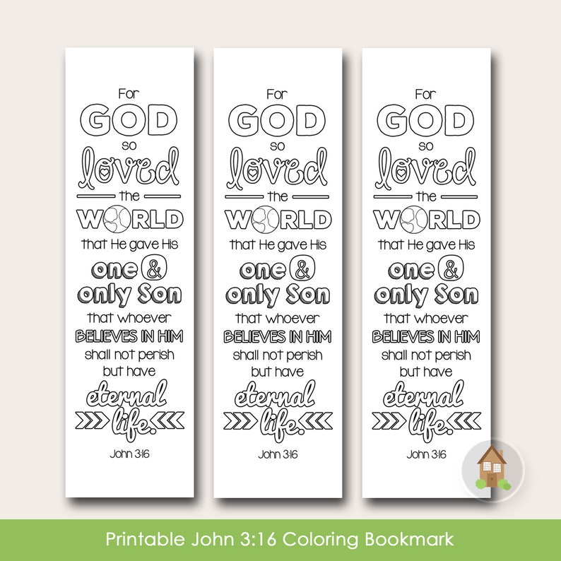 John 3:16 Printable Coloring Bookmark | Coloring Project for Sunday ...