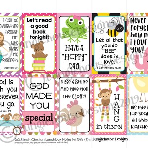 Christian Printable Lunch Box Notes for Little Girls or Preschoolers ...