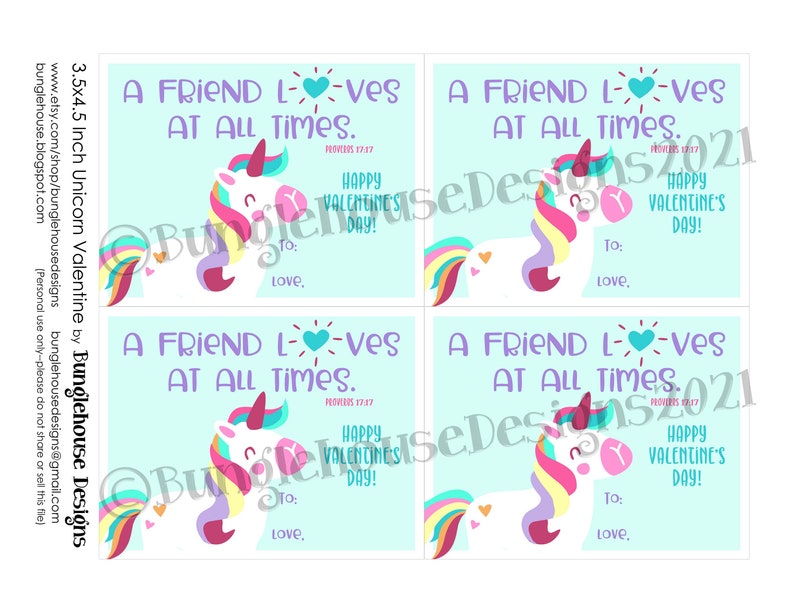 Unicorn Valentine Cards | Cute Printable Christian Scripture Valentines ...
