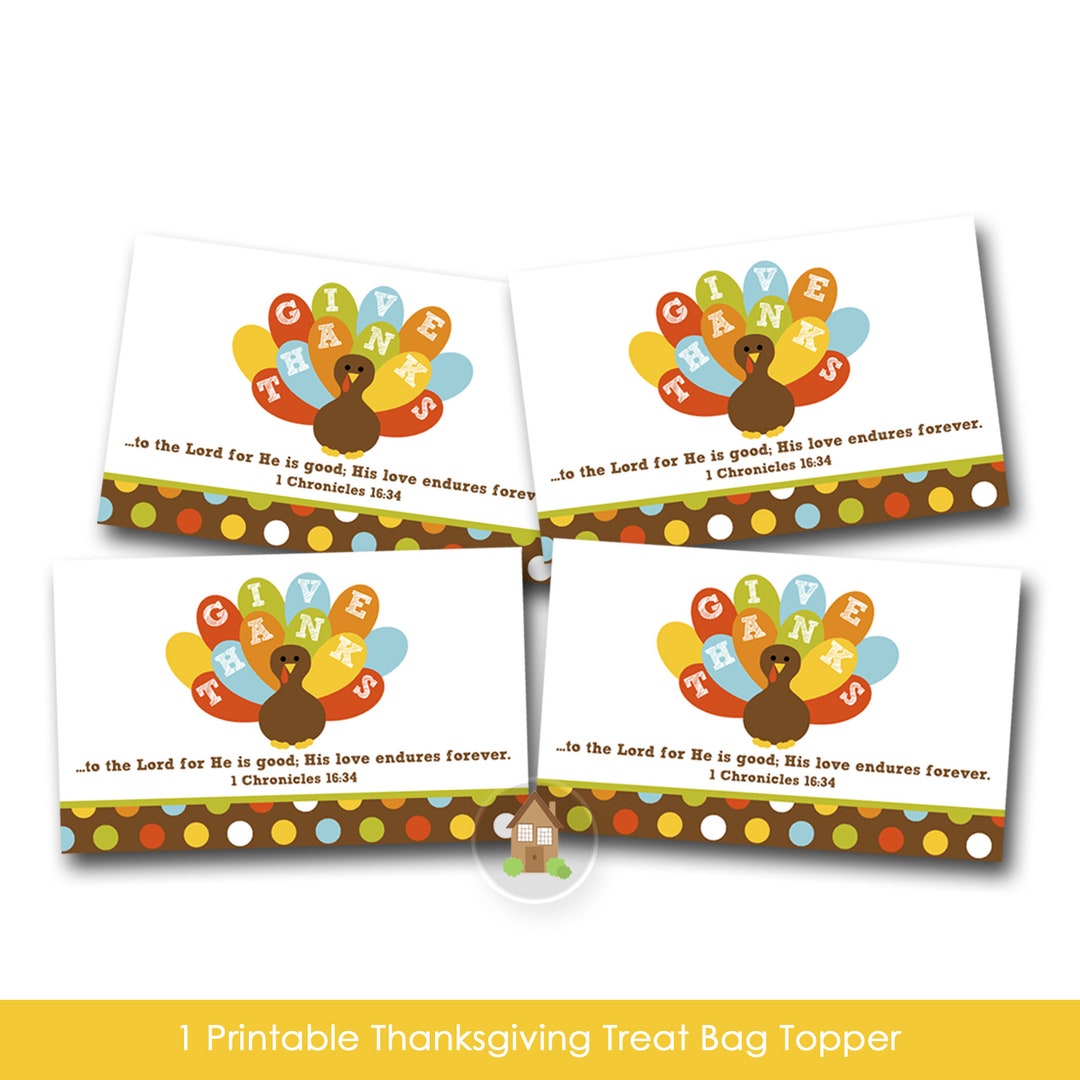 Thanksgiving Treat Bag Toppers for Kids Colorful Turkey - Etsy