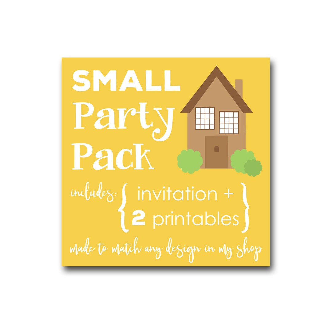 SMALL Printable Party Pack You Choose Invitation Design and - Etsy