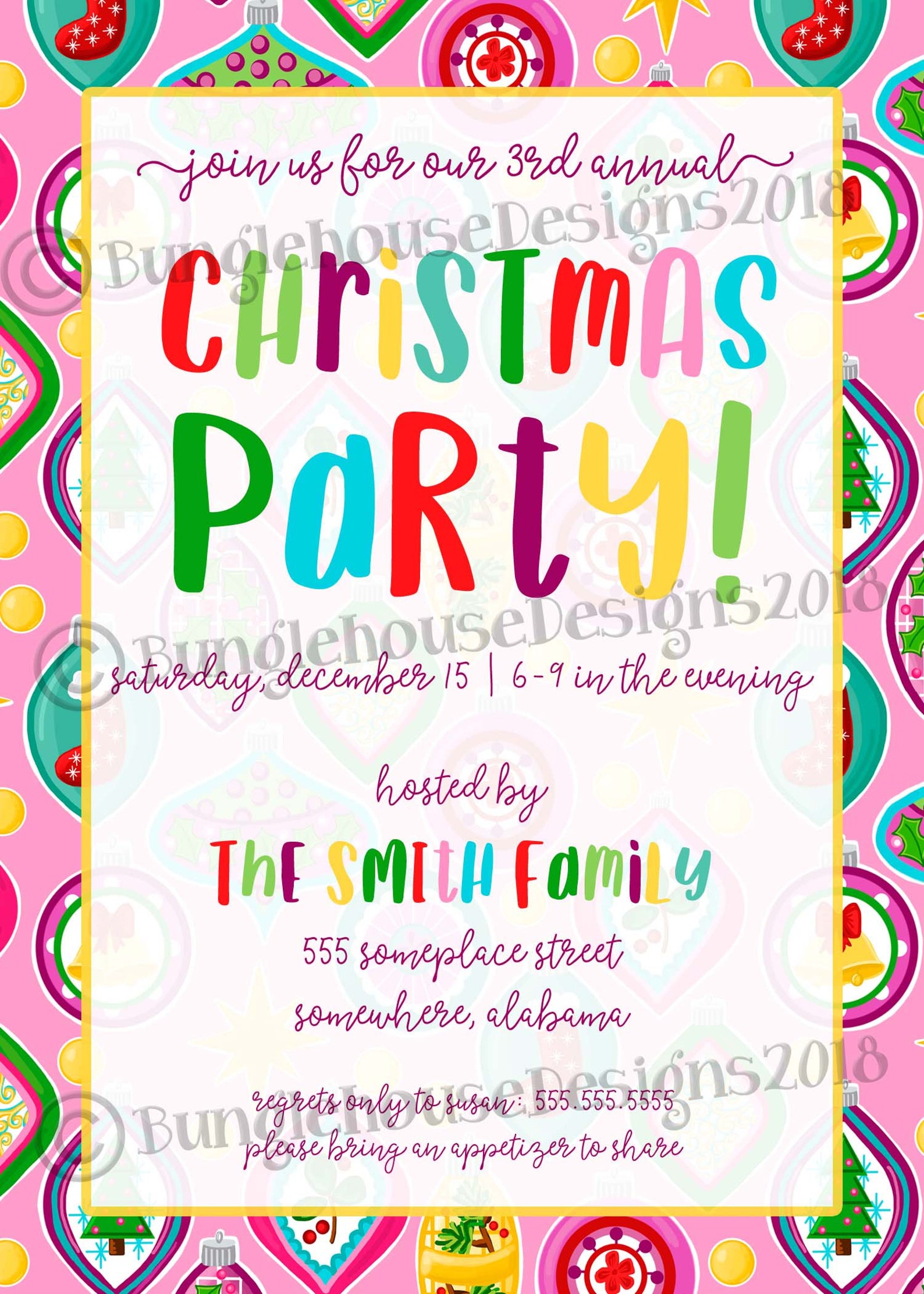 Fun Festive Christmas Party Invitation Modern Holiday Party | Etsy
