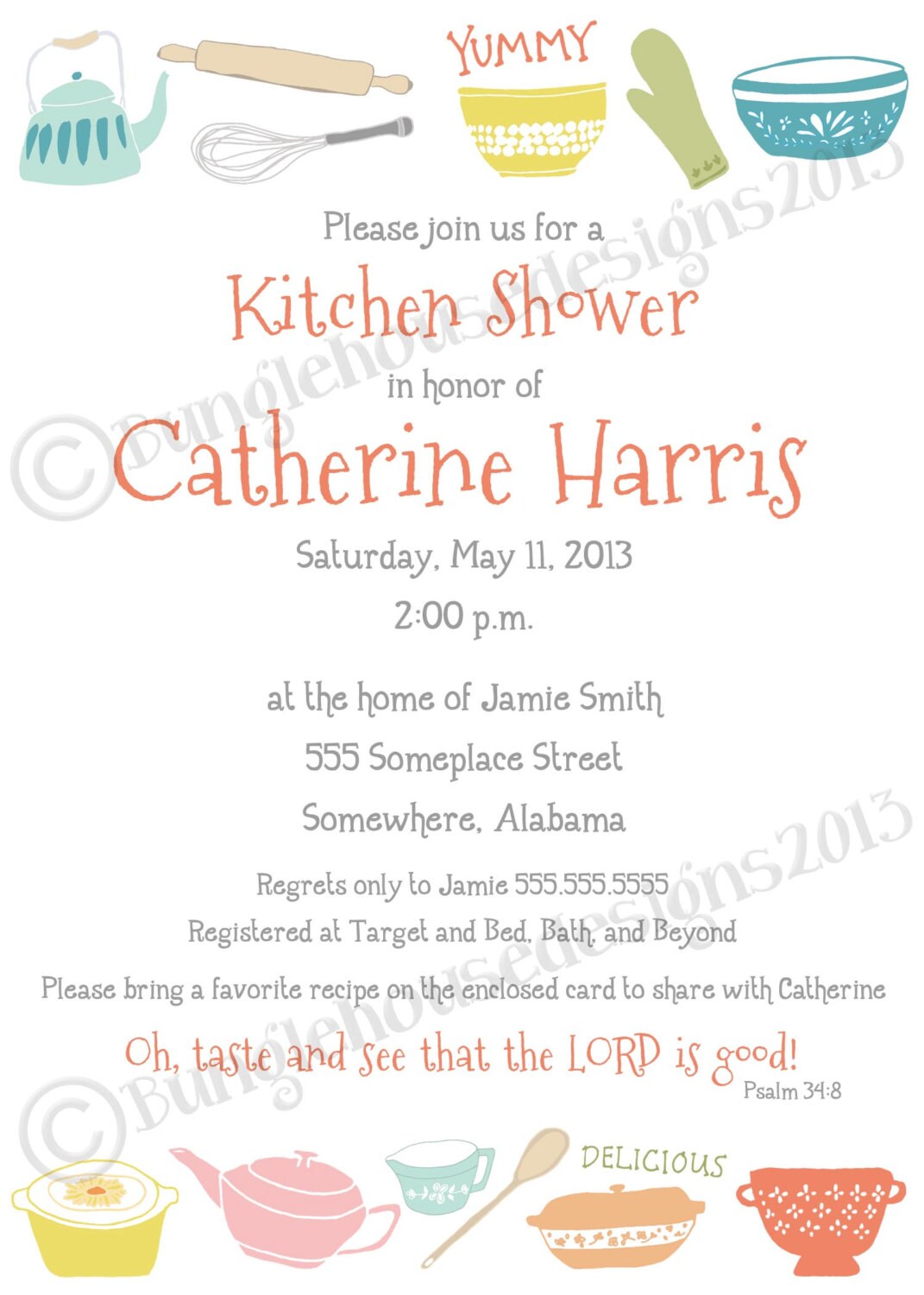 Kitchen Shower Invitation With Recipe Cards | Retro Kitchen Bridal ...