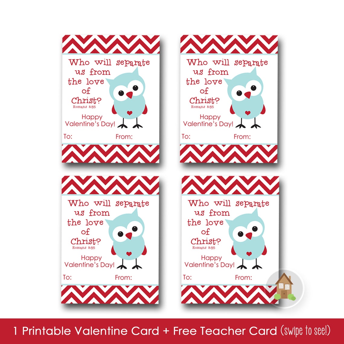 Owl Valentine Card | Boy Valentine | Christian School Valentines Party ...