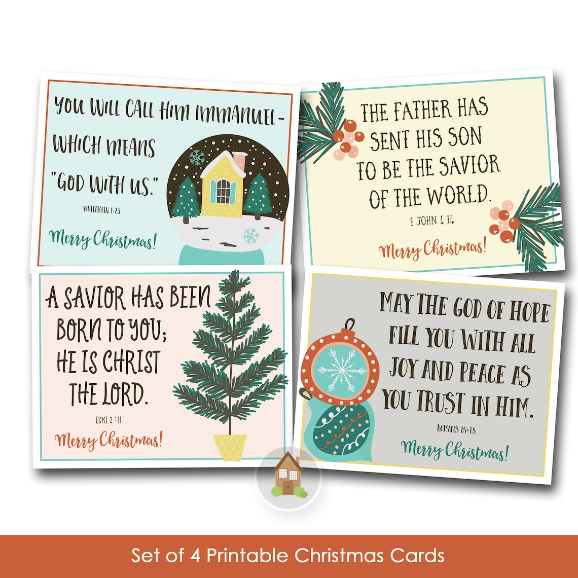 Cute Printable Christmas Cards With Scripture Verses | Etsy