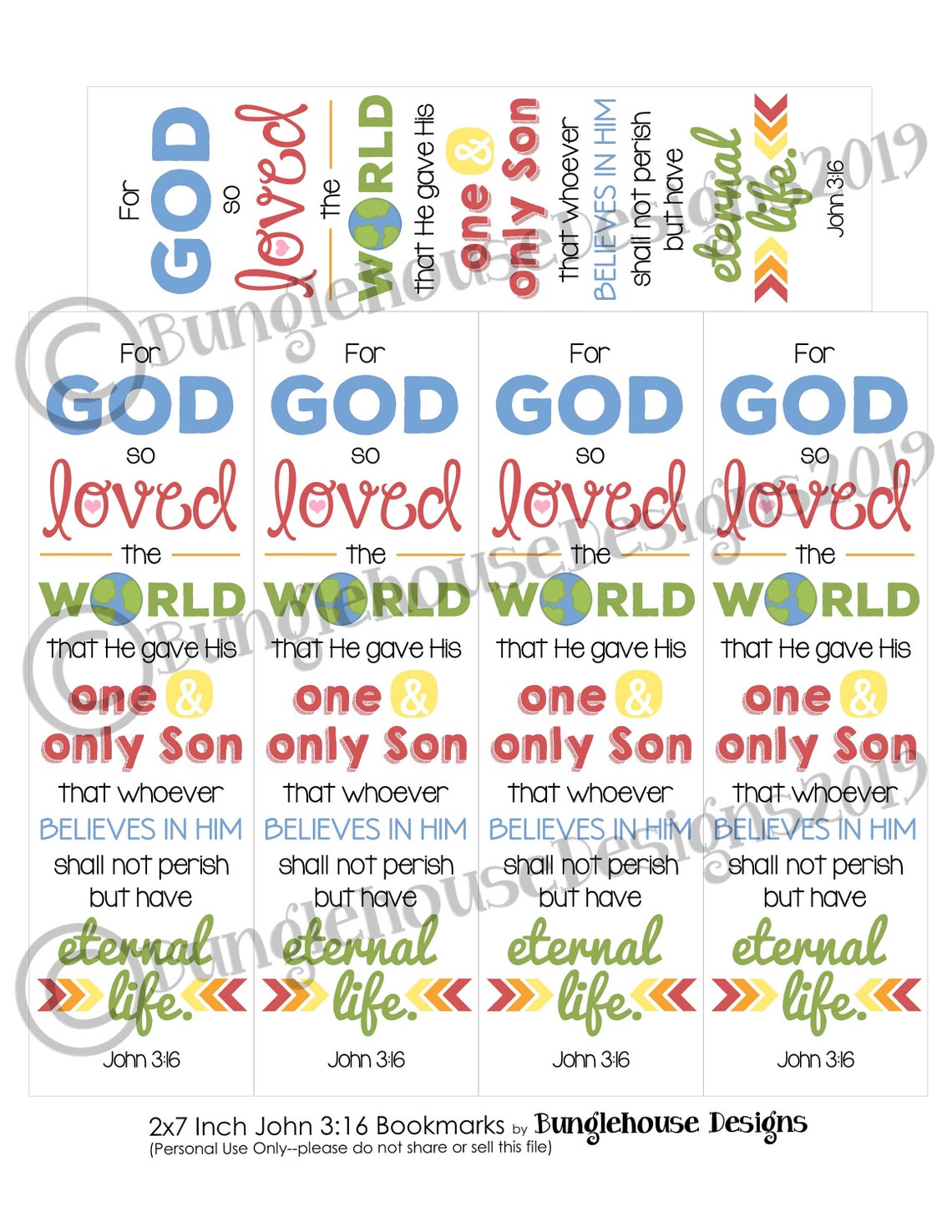John 3:16 Printable Bookmark Outreach Scripture Bible Verse - Etsy