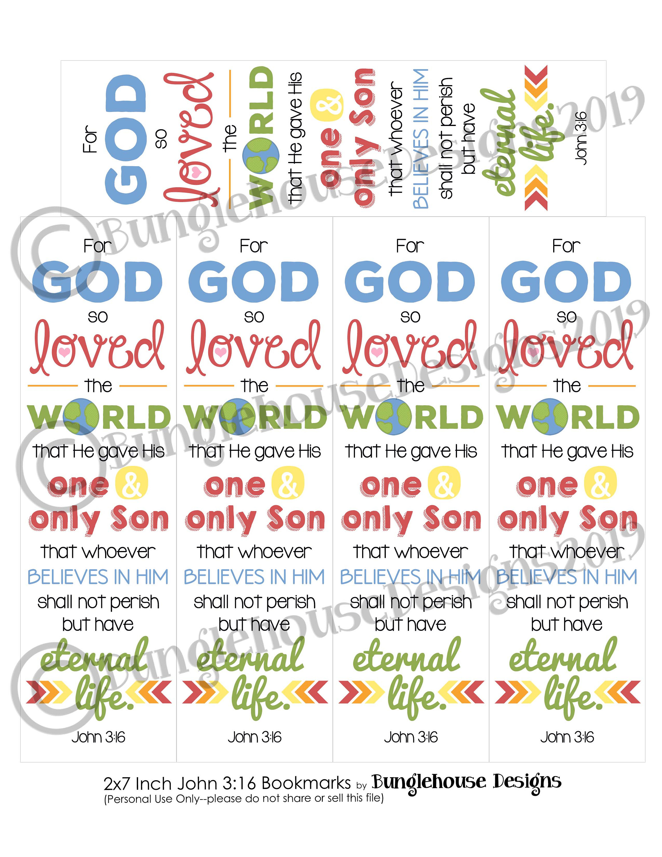John 3:16 Printable Bookmark Outreach Scripture Bible Verse - Etsy