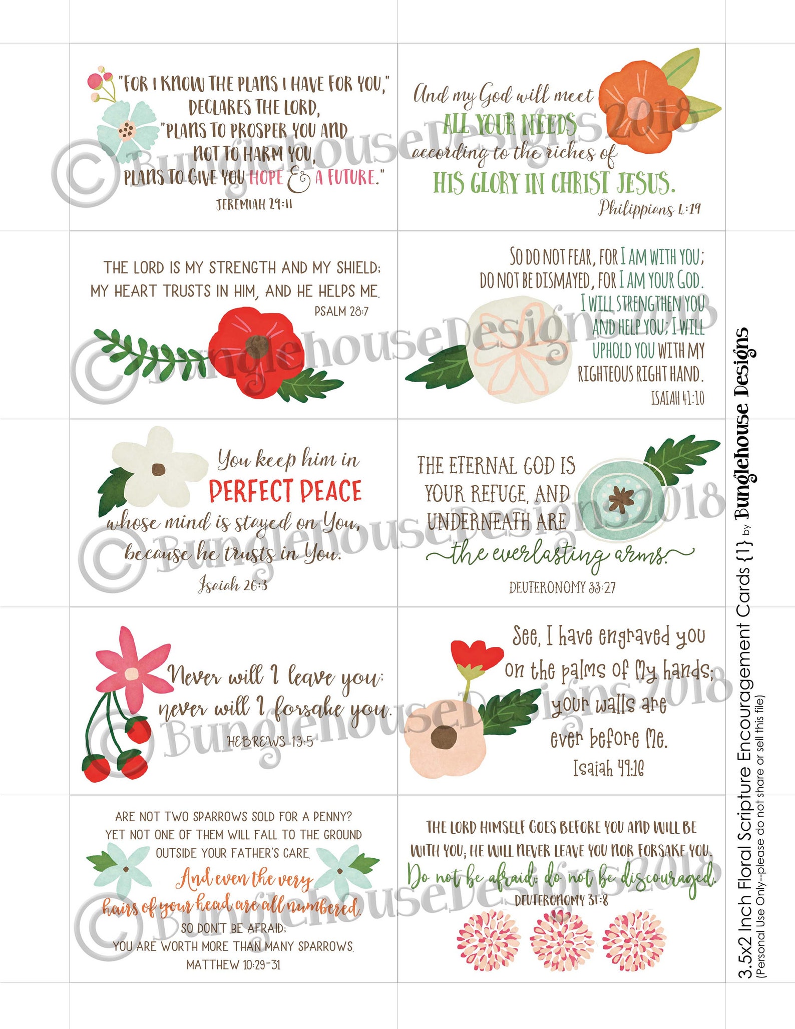 Scripture Encouragement Cards Printable Bible Verses Lunch - Etsy