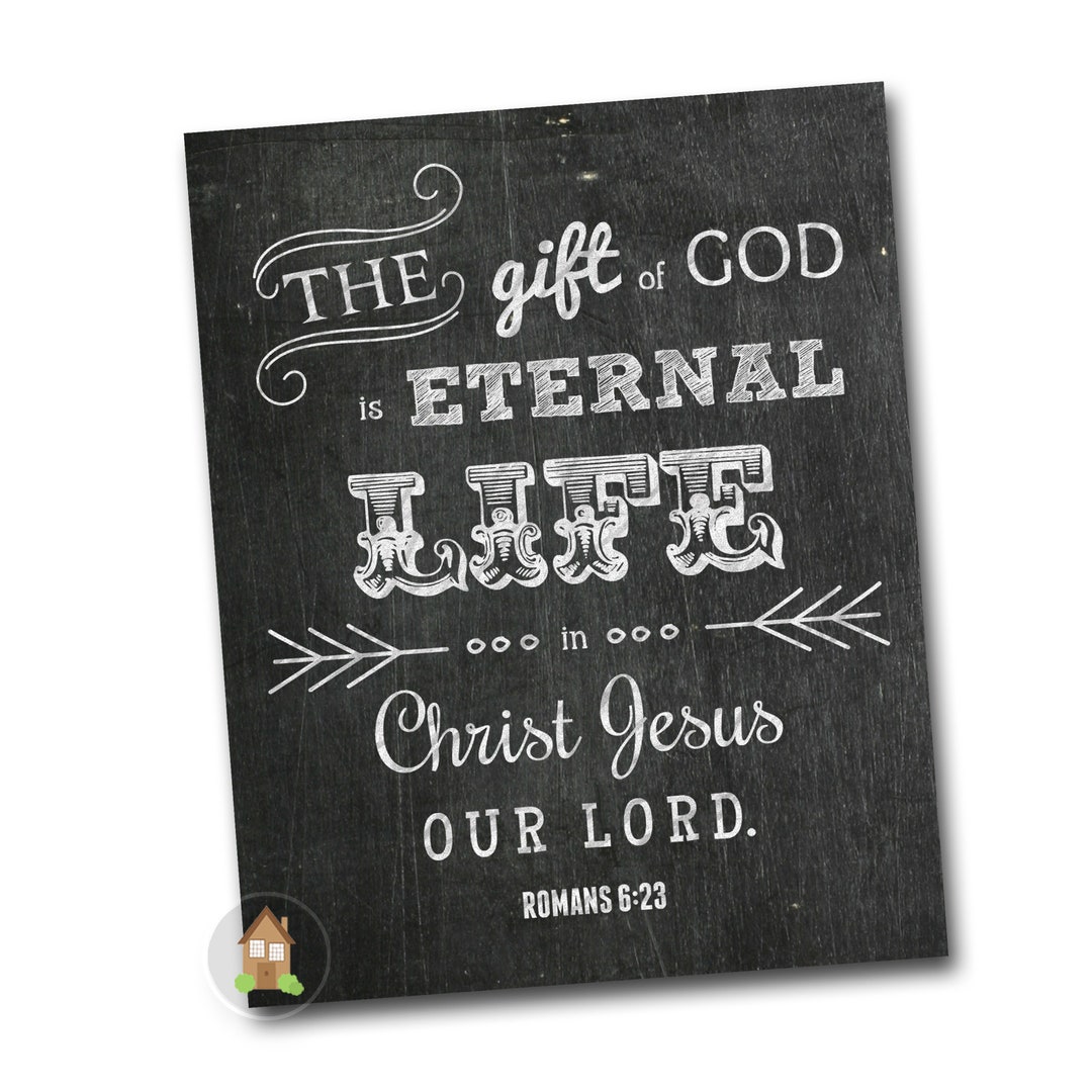 Romans 6:23 Printable Wall Art Digital Chalkboard Print for - Etsy