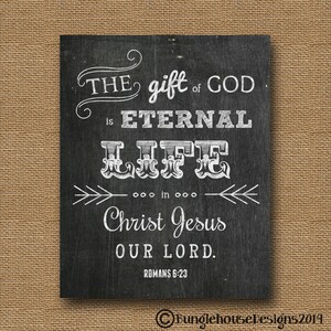 Romans 6:23 Printable Wall Art | Digital Chalkboard Print for Gallery ...