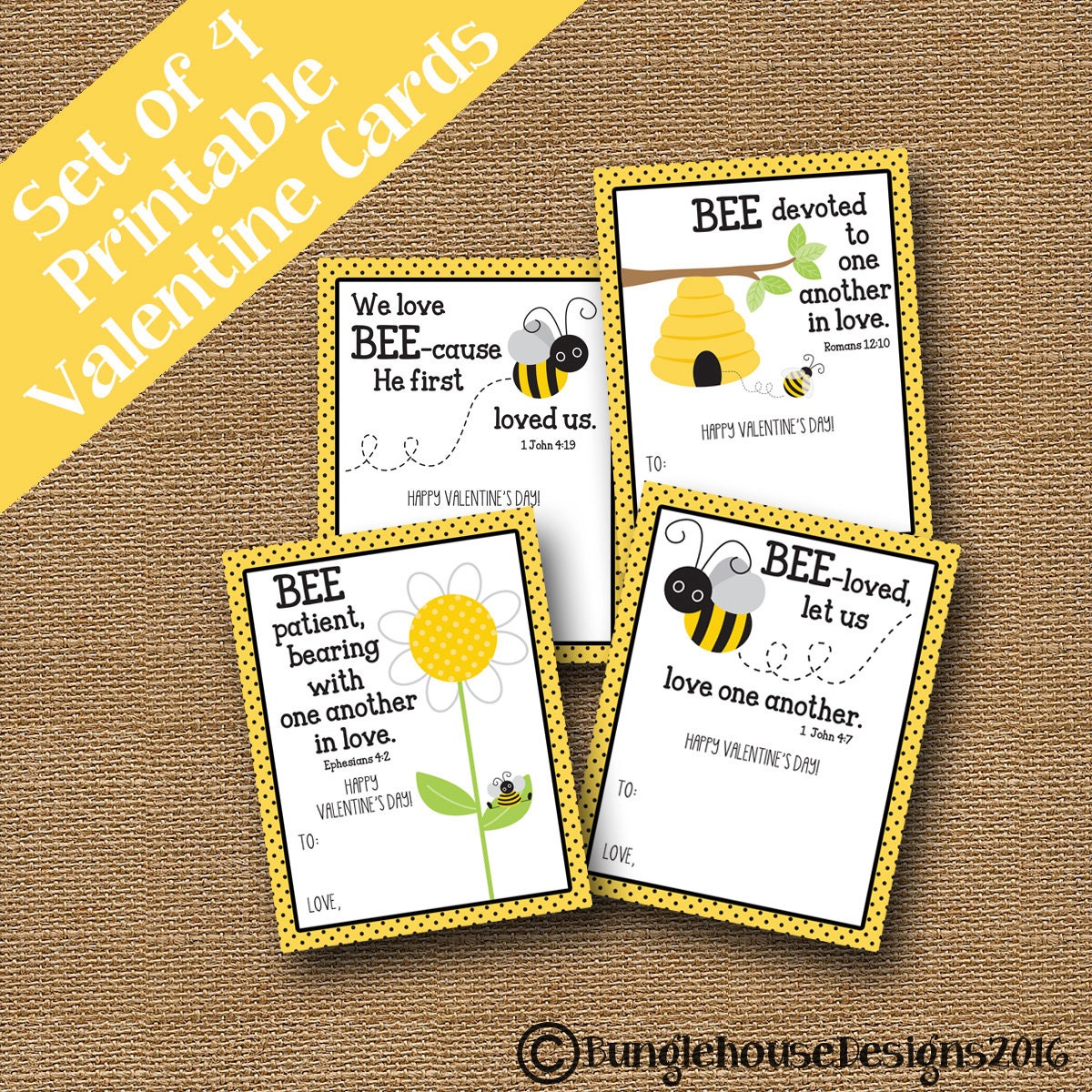 Bumble Bee Valentines Christian Scripture Bible Verse | Etsy