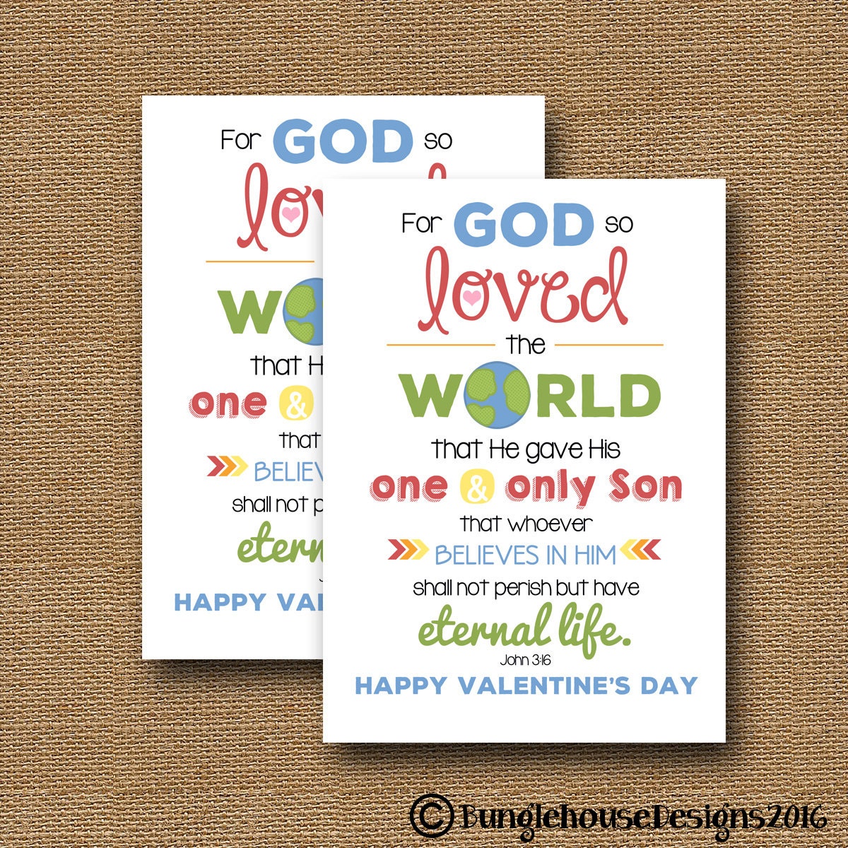 John 3:16 Printable Card Valentine's Day Outreach DIY | Etsy
