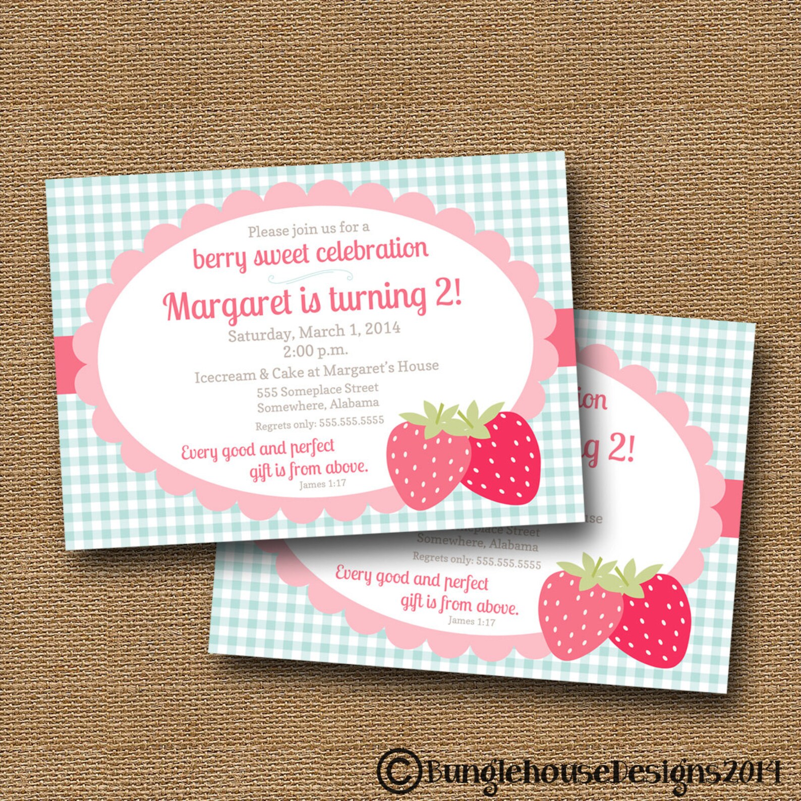 Strawberry Party Invitation Berry Sweet Birthday Invite - Etsy