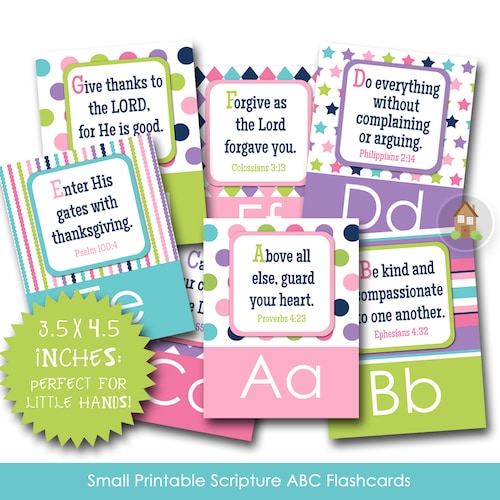 ABC Scripture Flashcards Kid's Bible Verse Alphabet - Etsy