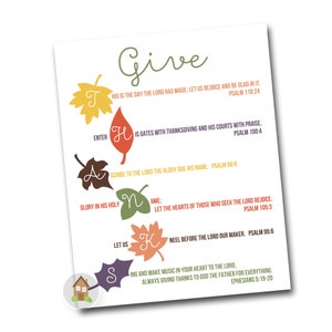 Give Thanks Printable | Thanksgiving Wall Art | 8x10 Scripture, Bible ...