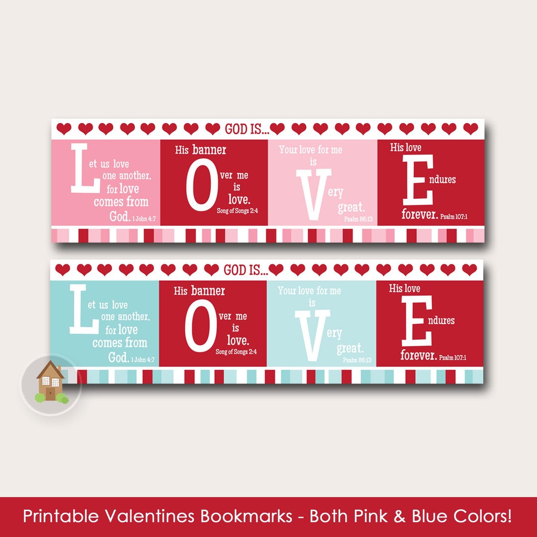 Printable Valentine's Day Bookmarks, God is Love Scripture, Bible Verse ...