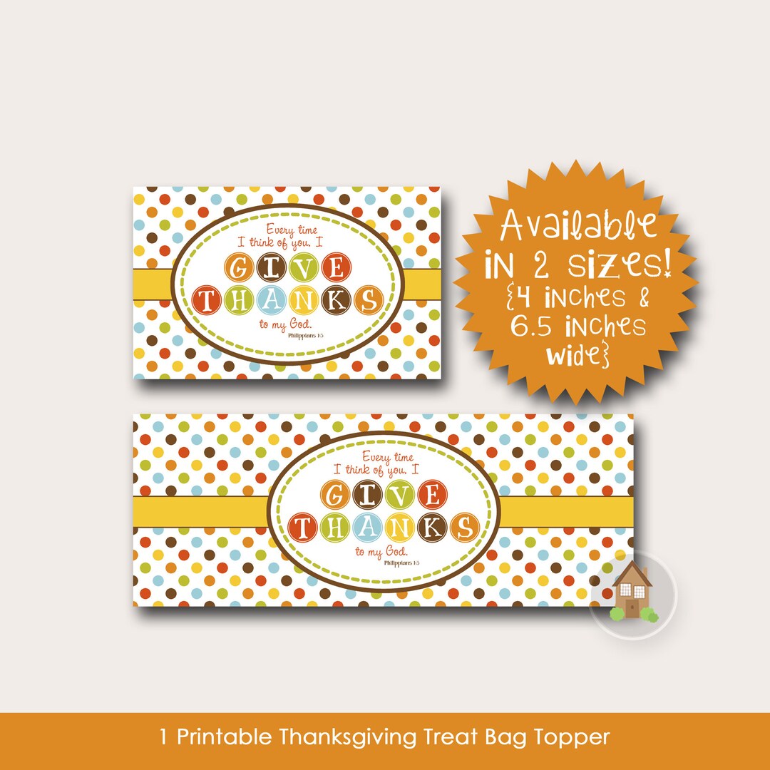 Thanksgiving Treat Bag Toppers | Scripture, Bible Verse Thanksgiving ...