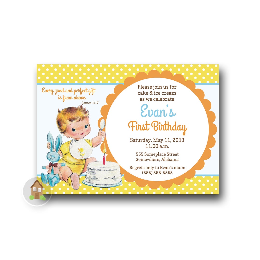Baby's First Birthday Invitation Vintage Birthday Party - Etsy