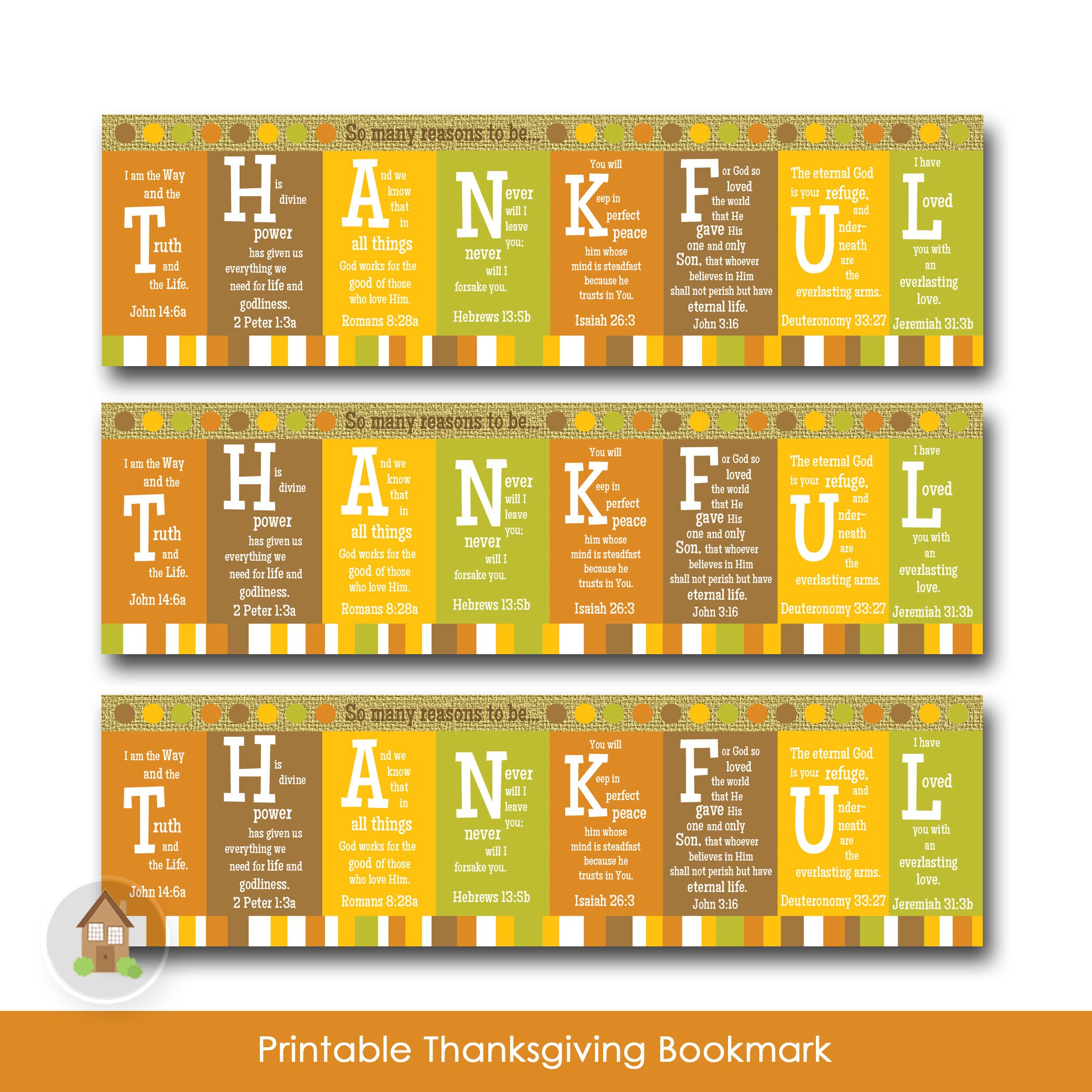 Printable Thanksgiving Bookmark So Many Reasons to Be | Etsy