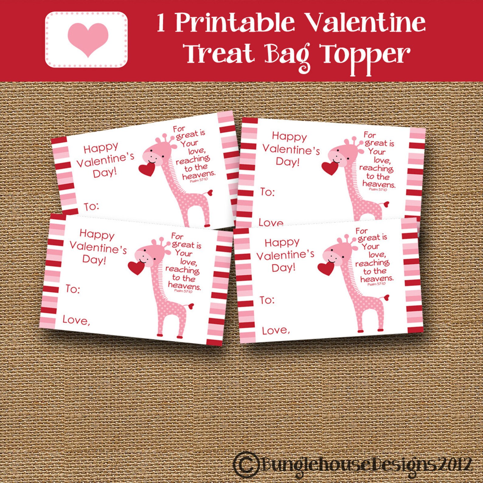 Classroom Valentine Treat Bag Topper for Kids Giraffe | Etsy