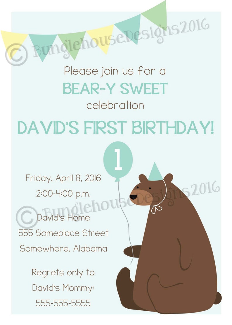 Bear Birthday Invitation | Little Boy's Beary Sweet Birthday Party ...