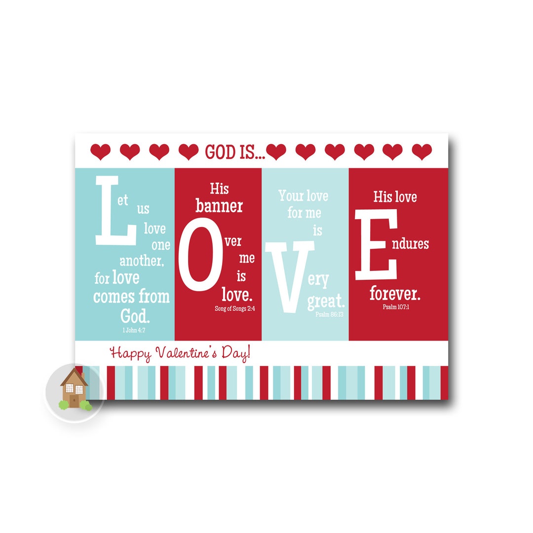 Printable Scripture Valentine Card God is Love Valentine Christian ...