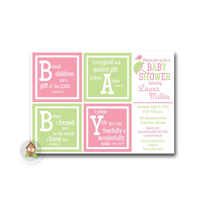 Baby Girl Shower Invitation Baby Blocks Invitation Choose - Etsy